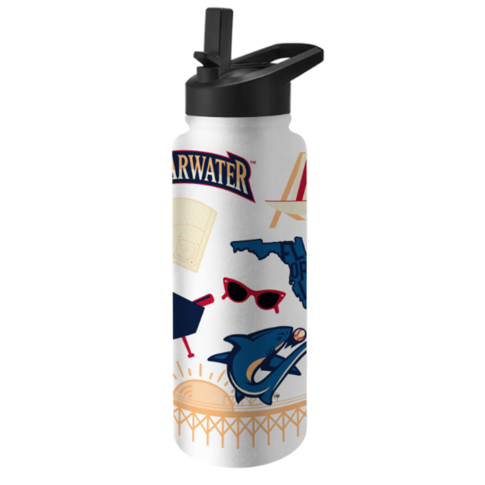 Clearwater Threshers Logo Brands Threshers 34oz Quencher Water Bottle
